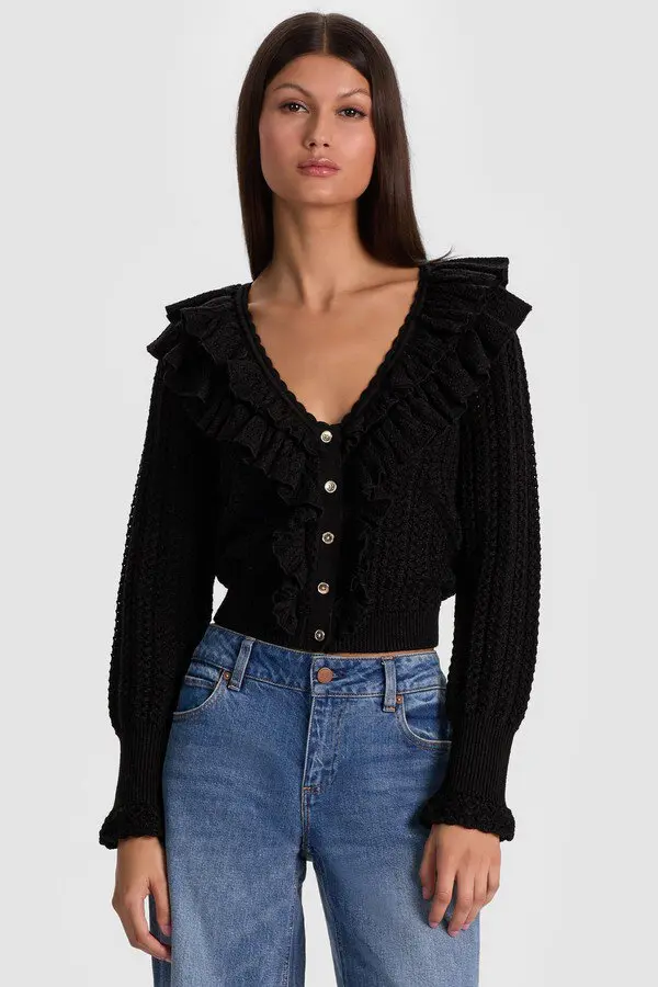 Alice + Olivia Eileen Ruffle Cardigan