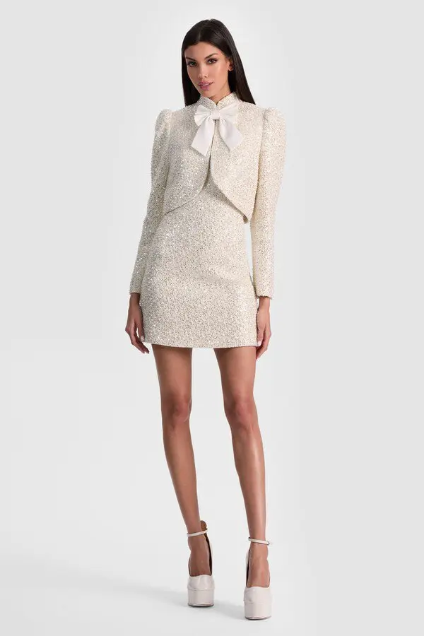 Alice + Olivia Embellished Tweed Jacket