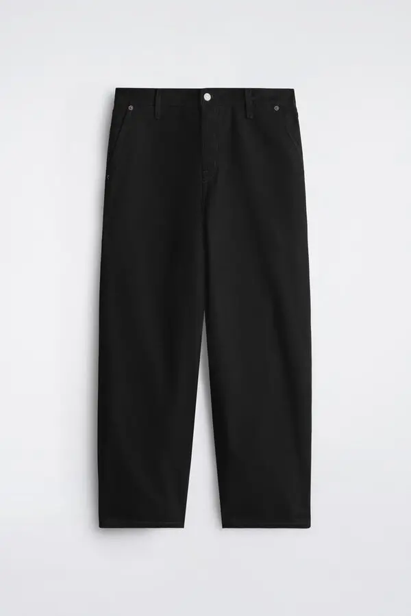 Cos Wide-leg Denim Pants - Black