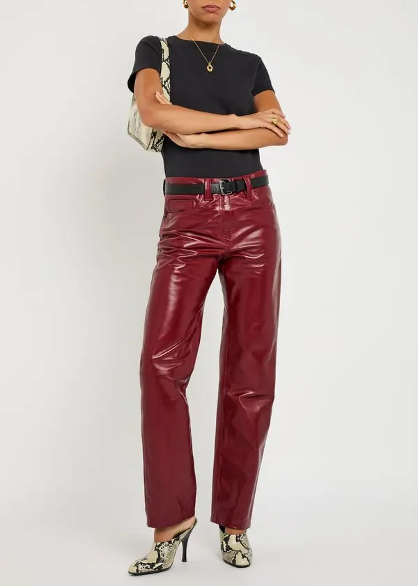 Khaite Callum Straight-leg Leather Trousers - Red