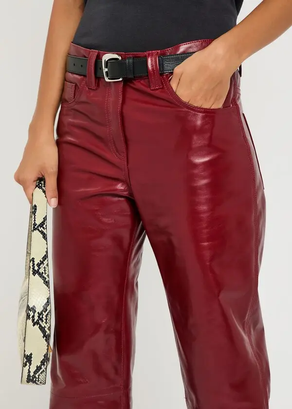 Khaite Callum Straight-leg Leather Trousers - Red