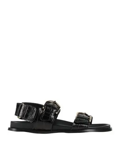 ALOHAS Leather Sandals With Crocodile Print - Black