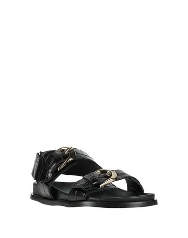 ALOHAS Leather Sandals With Crocodile Print - Black