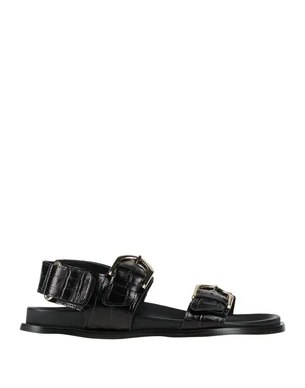 ALOHAS Leather Sandals With Crocodile Print - Black