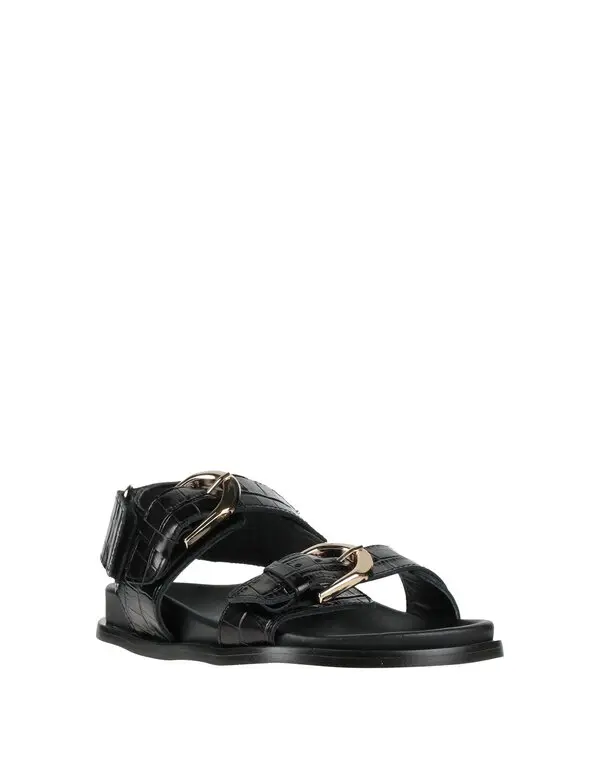 ALOHAS Leather Sandals With Crocodile Print - Black