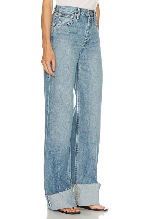 RE/DONE High Rise Wide Leg Cuff Jeans