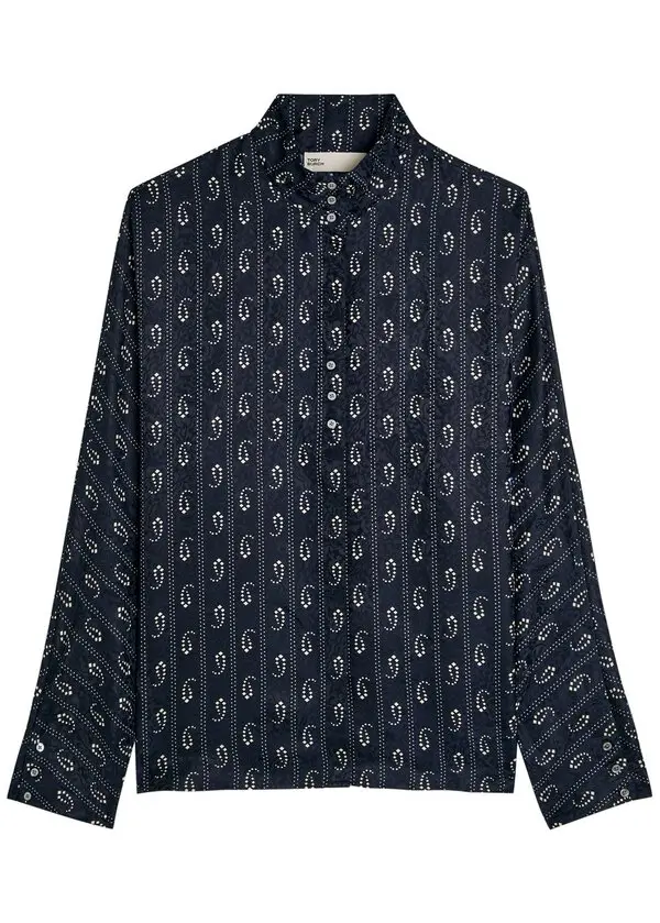 Tory Burch Patterned Jacquard Satin Shirt