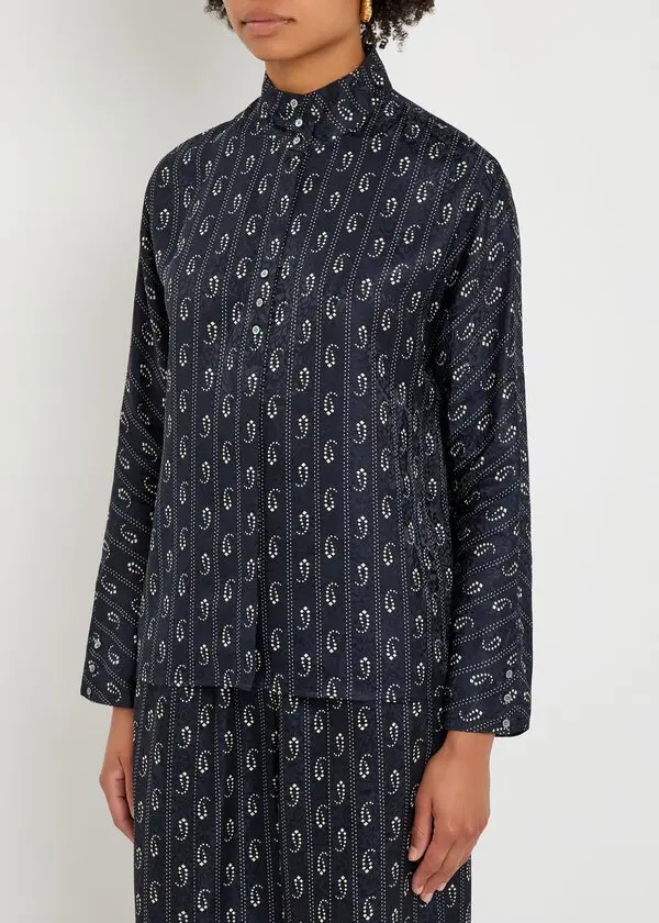 Tory Burch Patterned Jacquard Satin Shirt