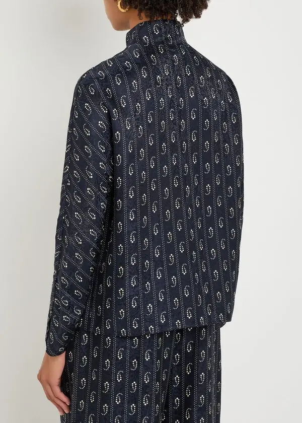 Tory Burch Patterned Jacquard Satin Shirt