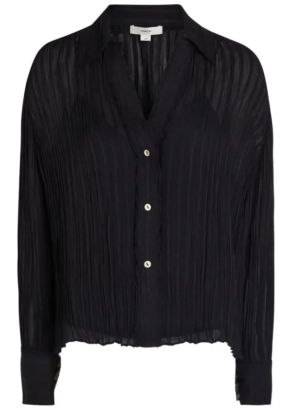 Vince Striped Plissé Chiffon Shirt