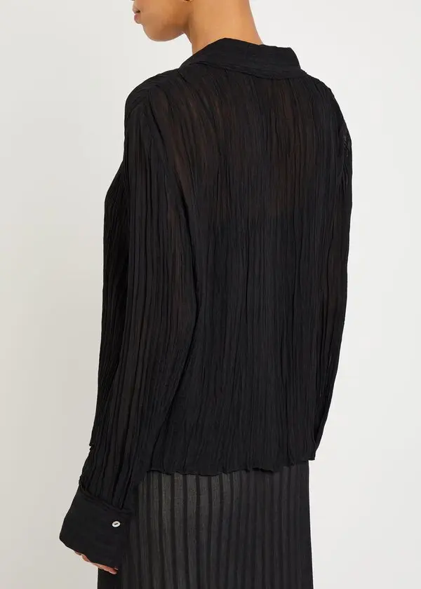 Vince Striped Plissé Chiffon Shirt