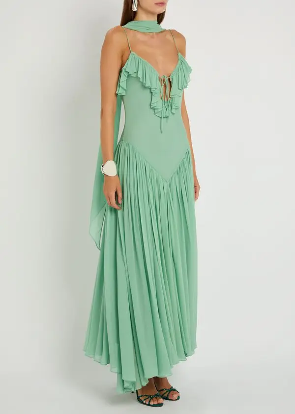 DE LA VALI Harmattan Ruffled Georgette Maxi Dress