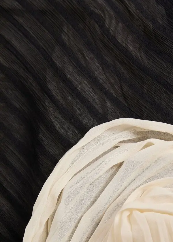 Vince Layered Striped Plissé Midi Skirt