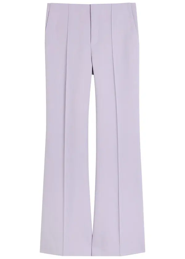 Chloé Pintuck Flared-leg Wool Trousers - Lilac