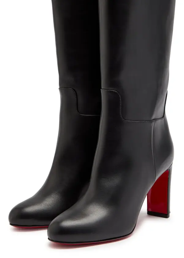 CHRISTIAN LOUBOUTIN Loo Botta 85 Leather Knee-high Boots - Black