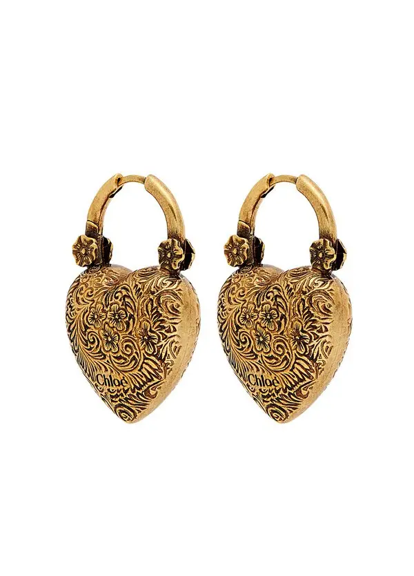 Chloé Château Treasures Heart Hoop Earrings - Gold