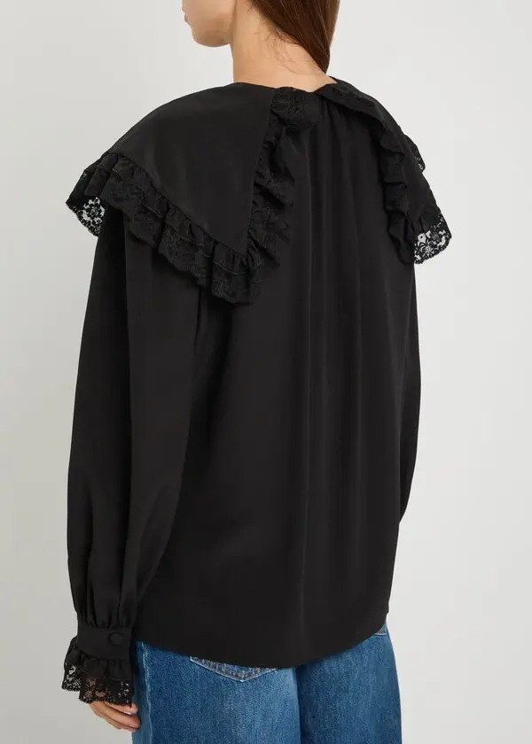 Chloé Lace-embellished Silk-georgette Blouse