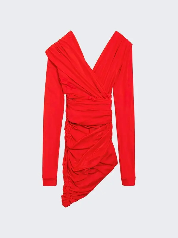 Balenciaga Draped Mini Dress - Red
