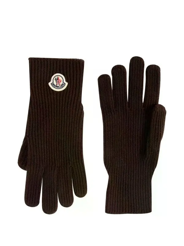 Moncler Logo-patch Gloves - Brown