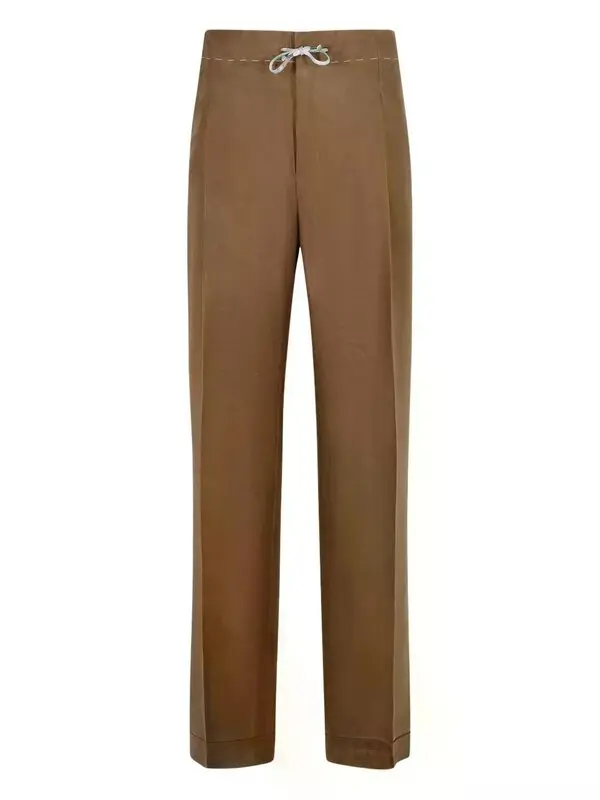 MAISON MARGIELA Drawstring-waist Pleated Trousers - Brown