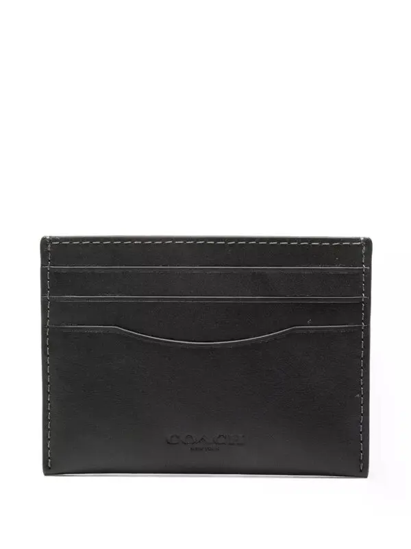 COACH® Logo-embossed Leather Cardholder - Black