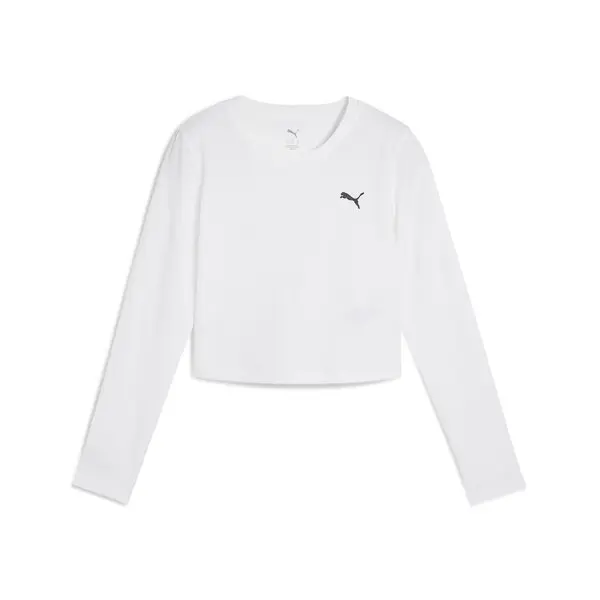 PUMA Wardrobe Essentials Cropped Long Sleeve T-shirt - White