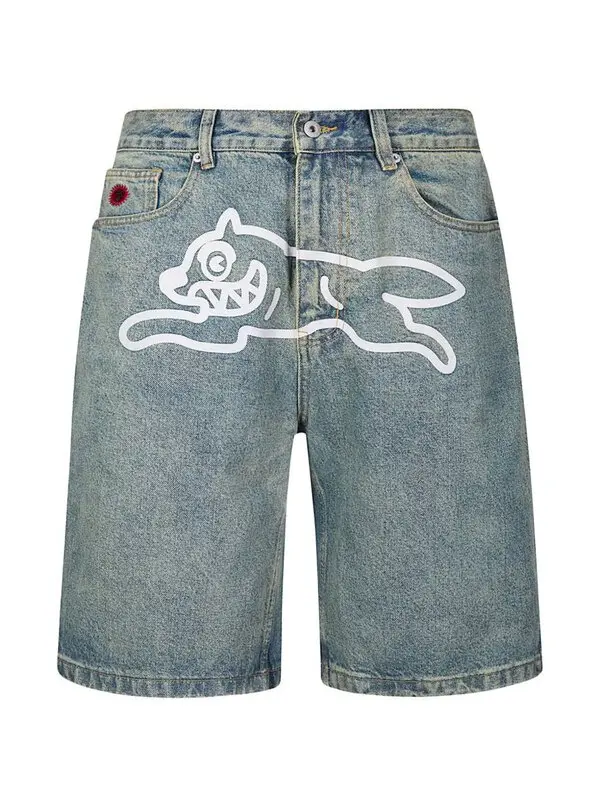 ICECREAM Running Dog Denim Shorts - Blue