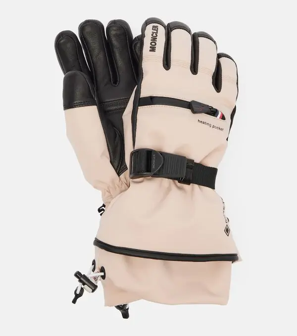 Moncler Leather-trimmed Ski Gloves - Pink