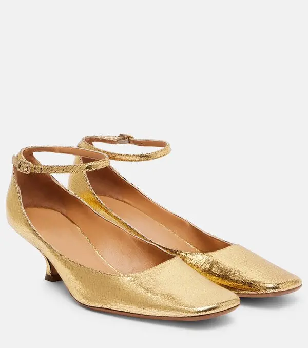 Calvin Klein Anna Metallic Leather Pumps - Gold