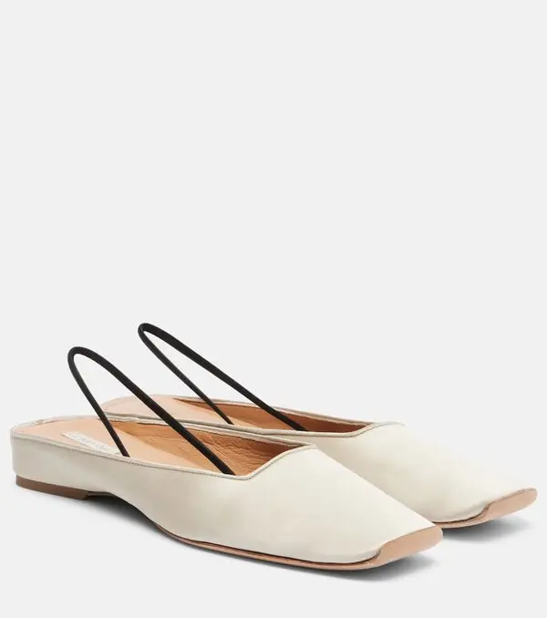 Calvin Klein Kate Leather Slingback Flats - White