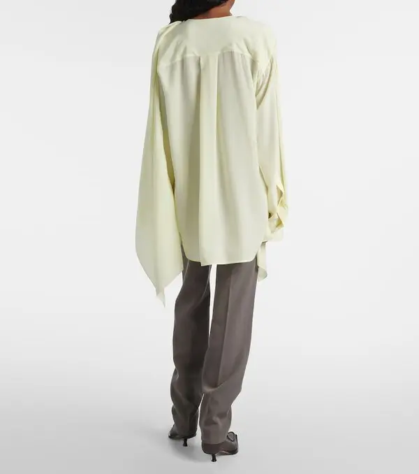 Calvin Klein Kiki Draped Silk Blouse - Yellow