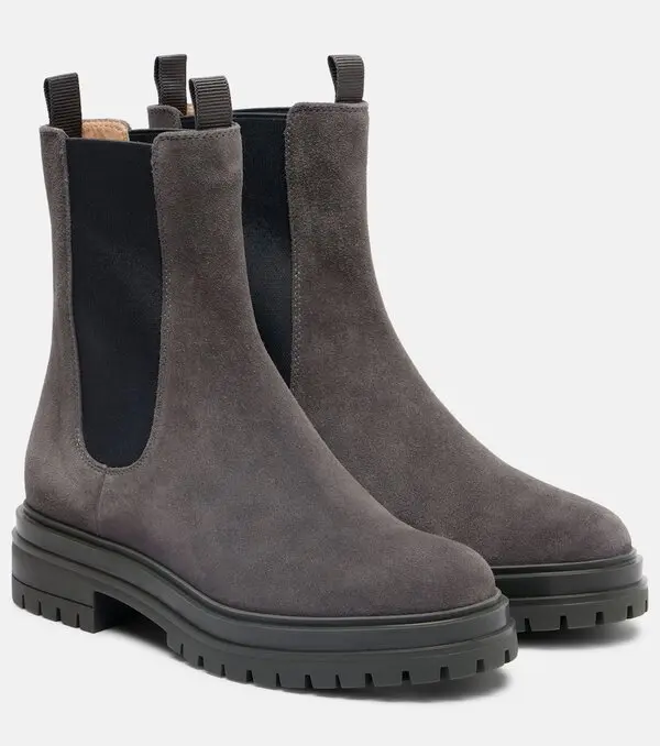 GIANVITO ROSSI Suede Chelsea Boots - Grey