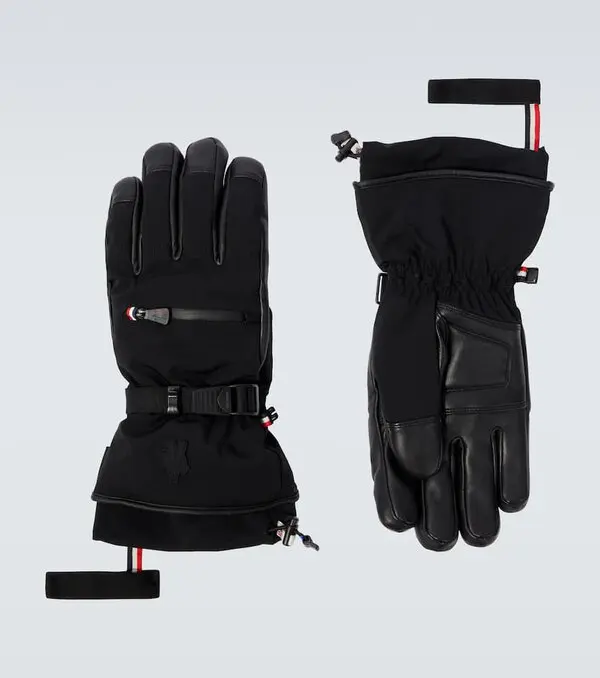 Moncler Leather-trimmed Ski Gloves - Black