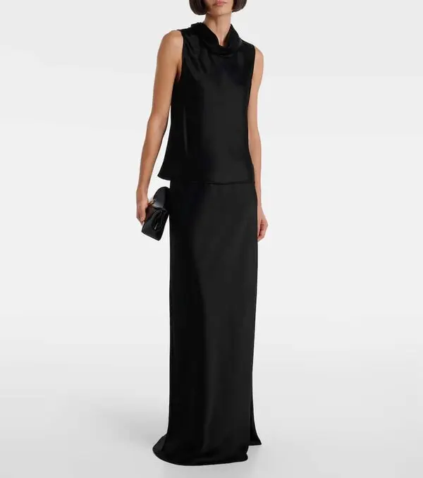 LESET Barb Satin Maxi Skirt