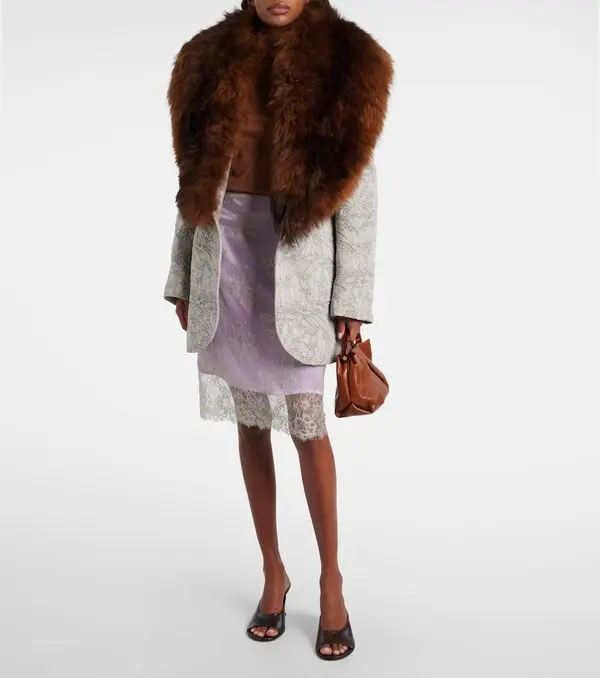 JACQUES WEI Shearling-trimmed Cotton Coat