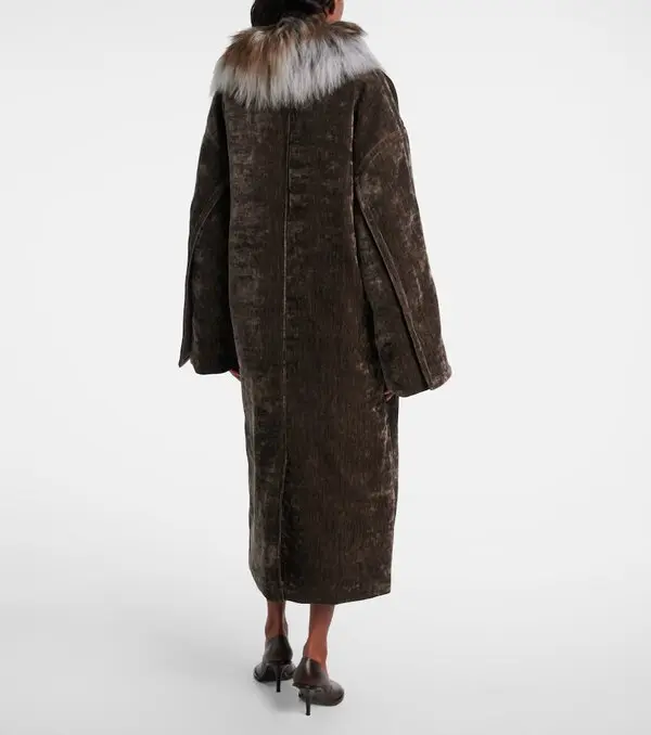JACQUES WEI Shearling-trimmed Coat - Brown