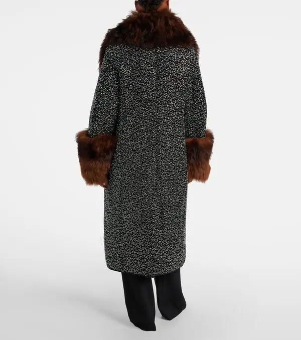 JACQUES WEI Embellished Shearling-trimmed Coat