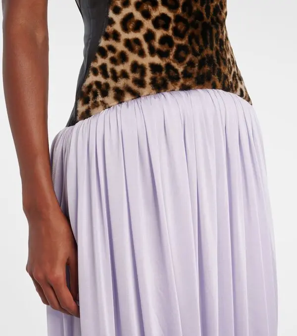 JACQUES WEI Leopard-print Draped Maxi Dress