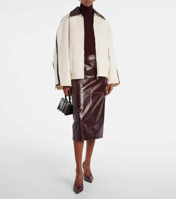 JACQUES WEI Leather-trimmed Cotton Jacket