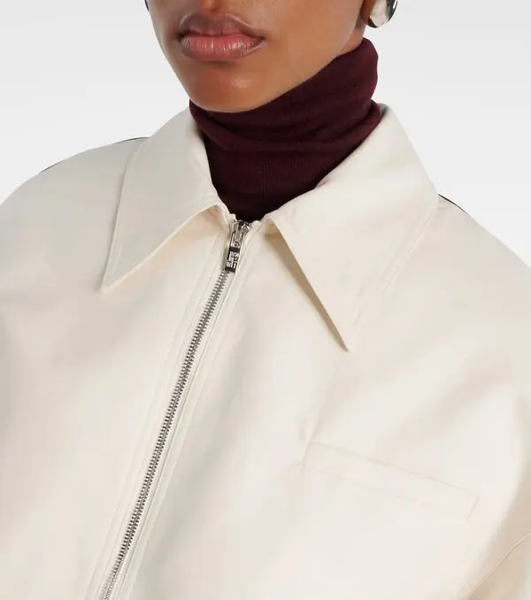 JACQUES WEI Leather-trimmed Cotton Jacket