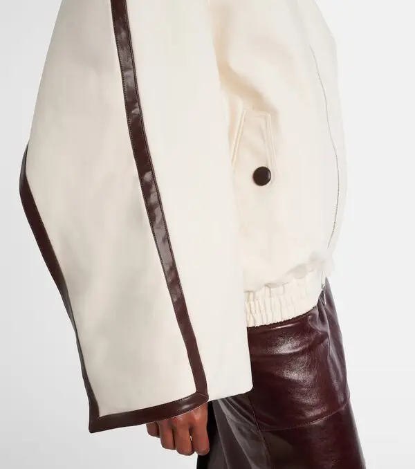 JACQUES WEI Leather-trimmed Cotton Jacket