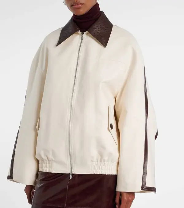 JACQUES WEI Leather-trimmed Cotton Jacket