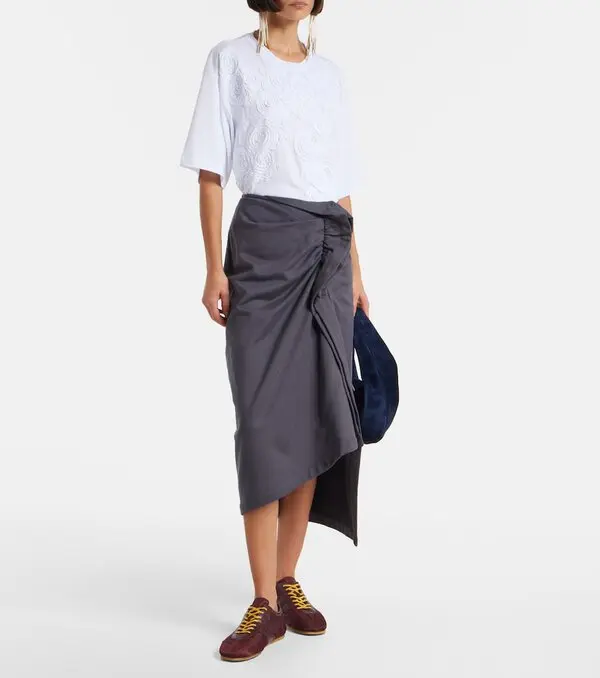 Dries Van Noten Cotton Midi Skirt - Grey