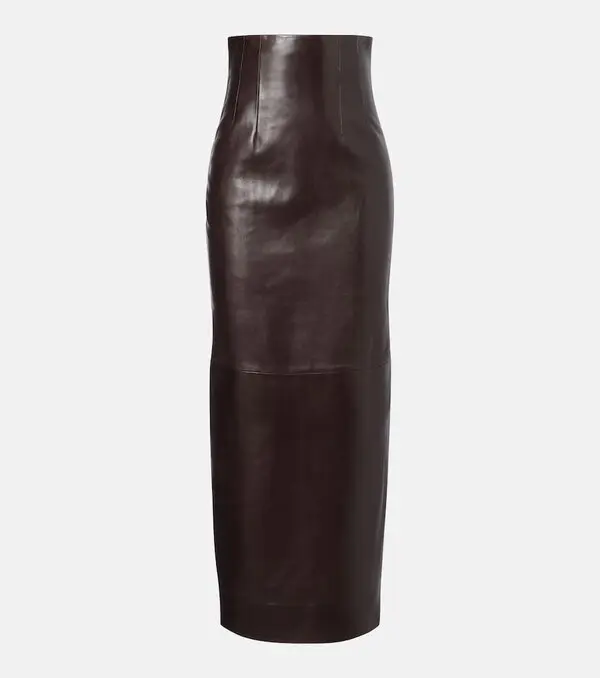 Khaite Loxley Leather Maxi Skirt - Brown
