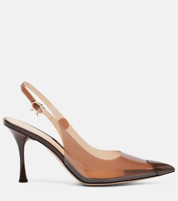 GIANVITO ROSSI Diana 85 Leather-trimmed Slingback Pumps - Brown