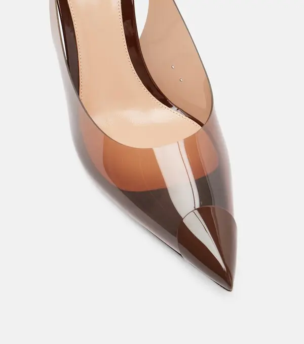 GIANVITO ROSSI Diana 85 Leather-trimmed Slingback Pumps - Brown
