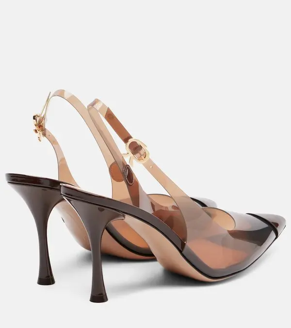GIANVITO ROSSI Diana 85 Leather-trimmed Slingback Pumps - Brown