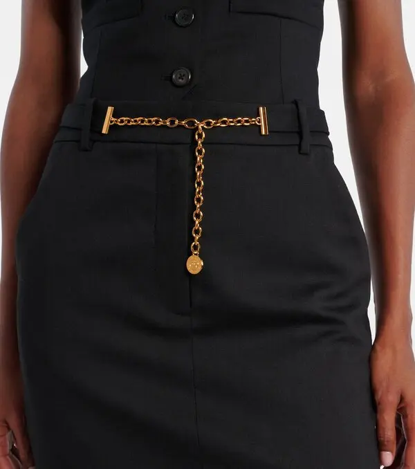 Veronica Beard Belted Wool Pencil Skirt