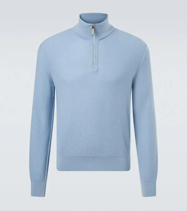 Zegna Cashmere Mockneck Sweater - Blue