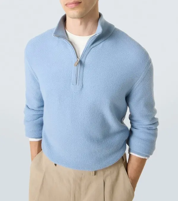 Zegna Cashmere Mockneck Sweater - Blue